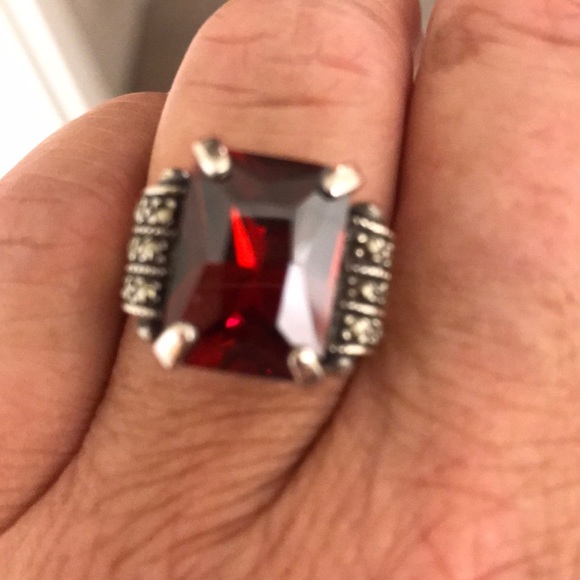 Jewelry | Sterling Silver Marcasite And Ruby Ring | Poshmark